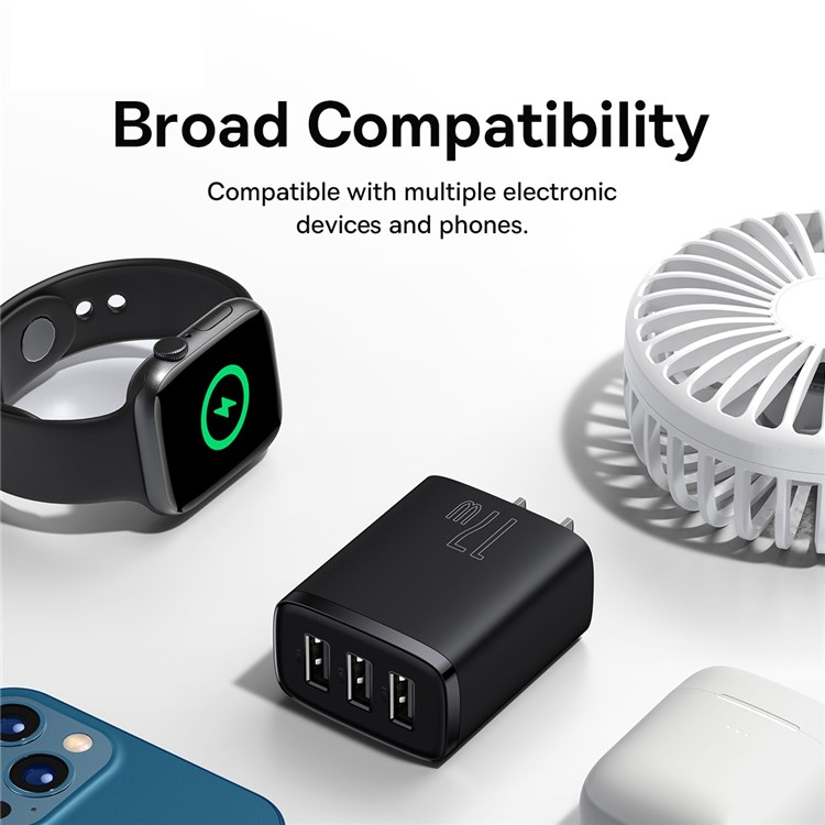 Baseus 17W Compact 3 Port USB Mobile Charger - Baseus Pakistan