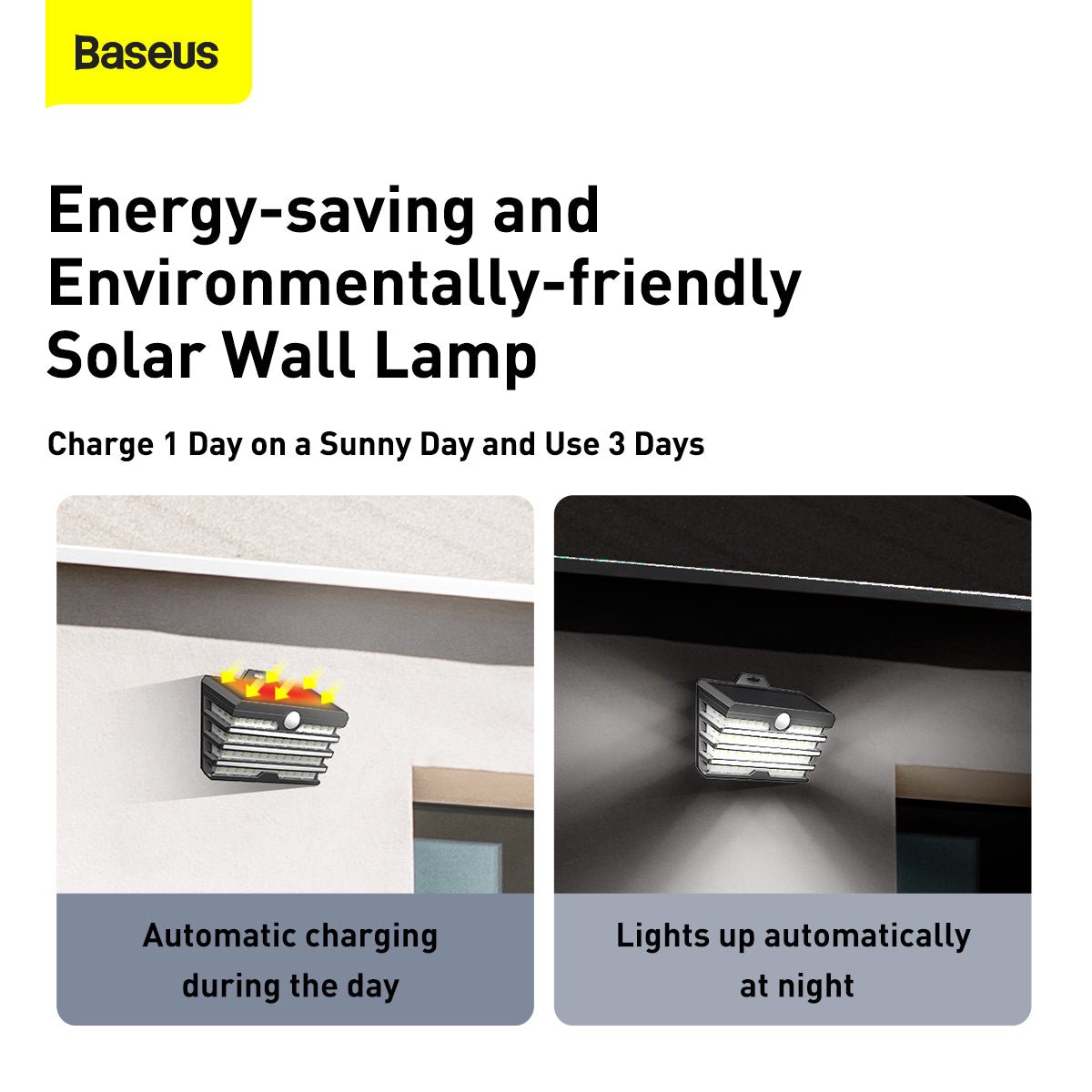 Baseus Solar Energy Body Induction Wide Angle Wall Lamp - Baseus Pakistan