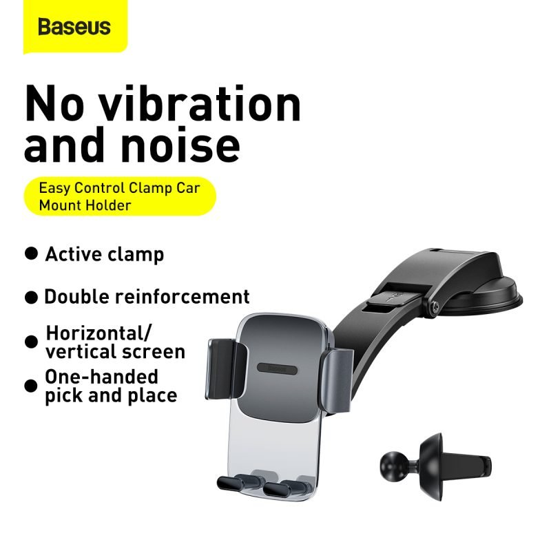 Baseus Easy Control Pro Clamp Car Mount Holder (A Set) Black - Baseus ...