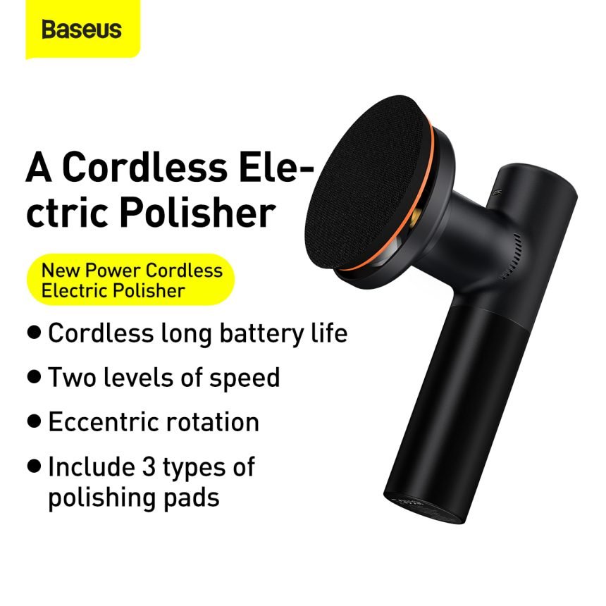 Baseus New Power Cordless Electric Polisher - Black - Baseus Pakistan