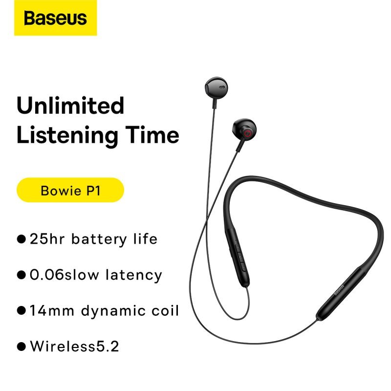 Baseus Bowie P1 Wireless Neckband Earphone - Baseus Pakistan