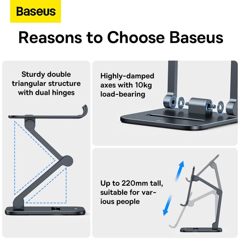 Baseus Desktop Biaxial Foldable Metal Stand (for Phones) Grey - Baseus ...